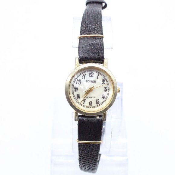 Edison | Accessories | Vintage Edison Watch Womens Gold Tone Stainless ...